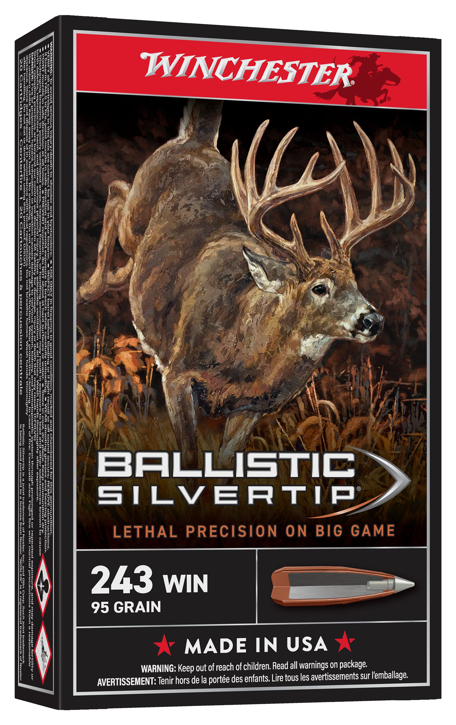 Winchester Ballistic Silvertip .243 Win 95 Grain Centerfire Rifle Ammo ...